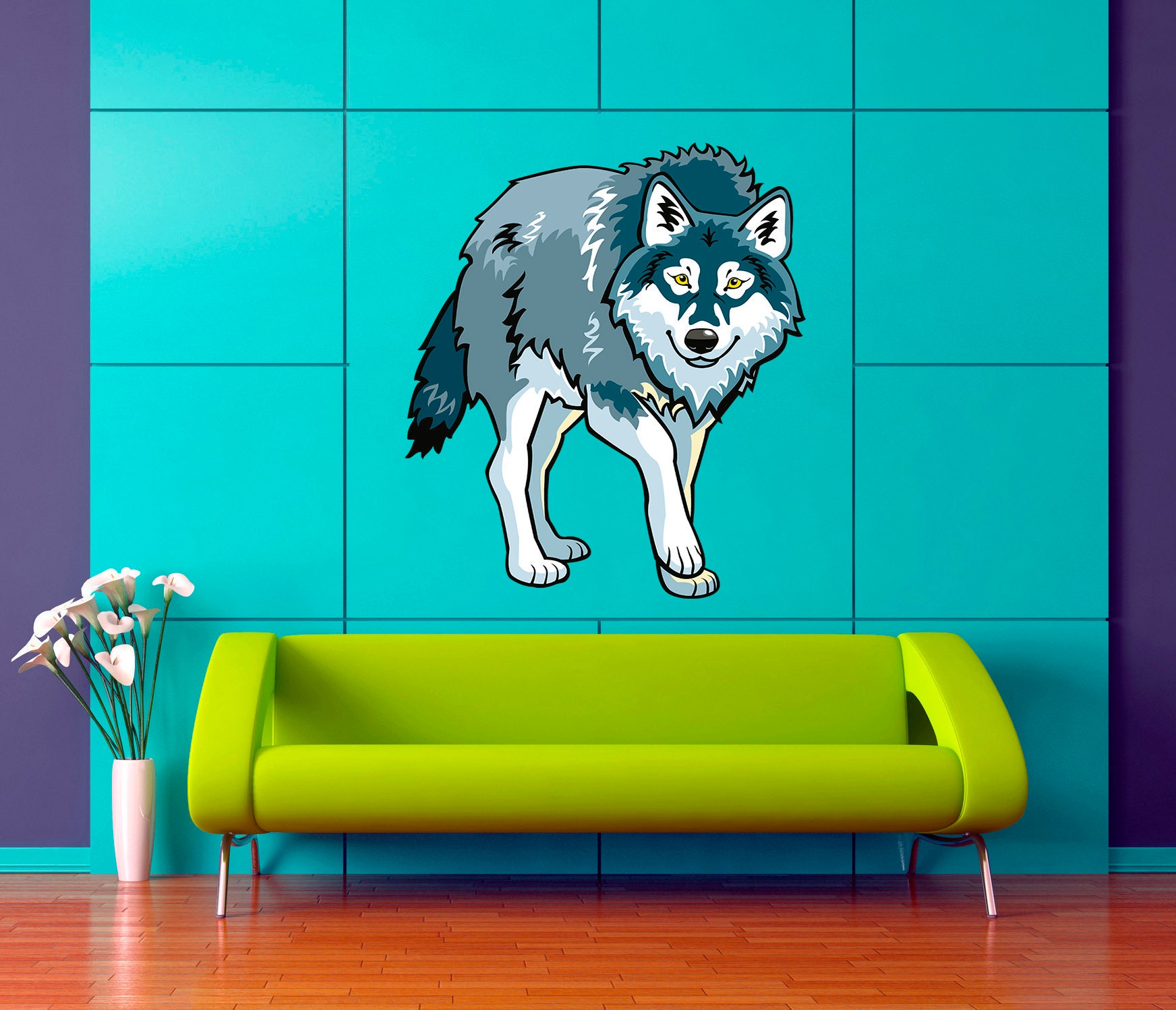Cartoon Wolf Decal, Cartoon Wolf Sticker, Cartoon Wolf Nursery Decor - Etsy