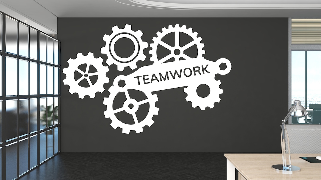 Teamwork Wall Decor Office Wall Decal Gear Idea Teamwork Business ...