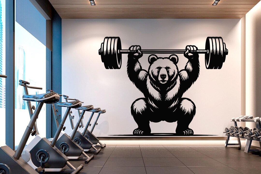 Bear Gym Wall Decor Bear Fitness Wall Art Gym Wall Decals Bear Wall ...
