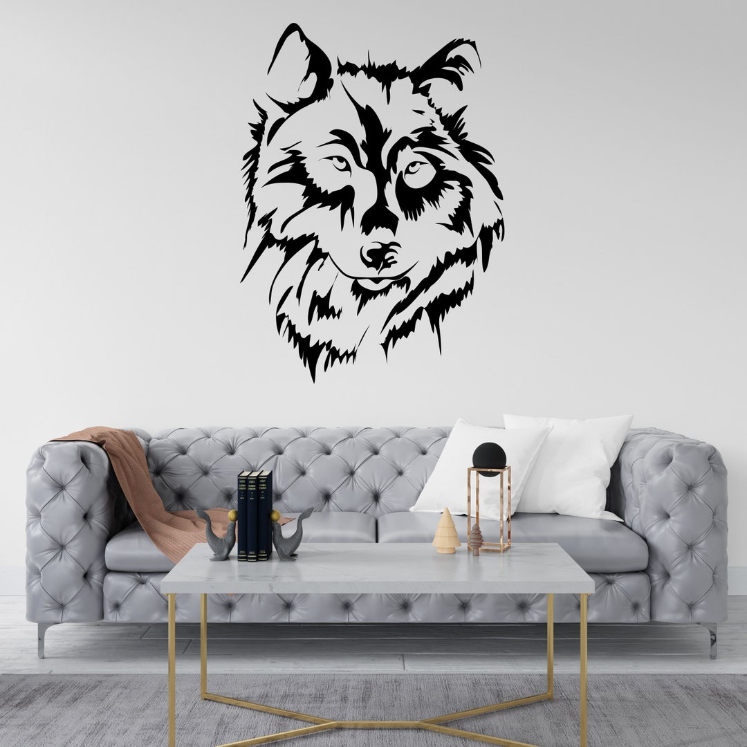 Wolf Wall Decal, Wolf Wall Art, Wolf Living Room Wall Decor Wolf Wall ...