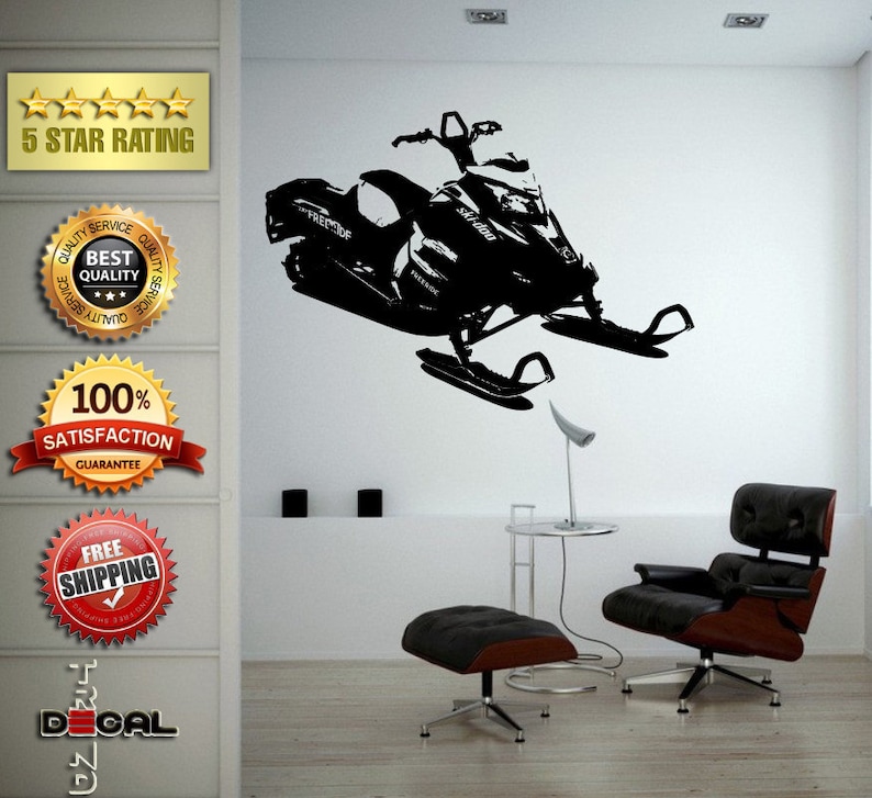 Ski Snowmobile Wall Vinyl Sticker Mural Room Decor L1780 | Etsy