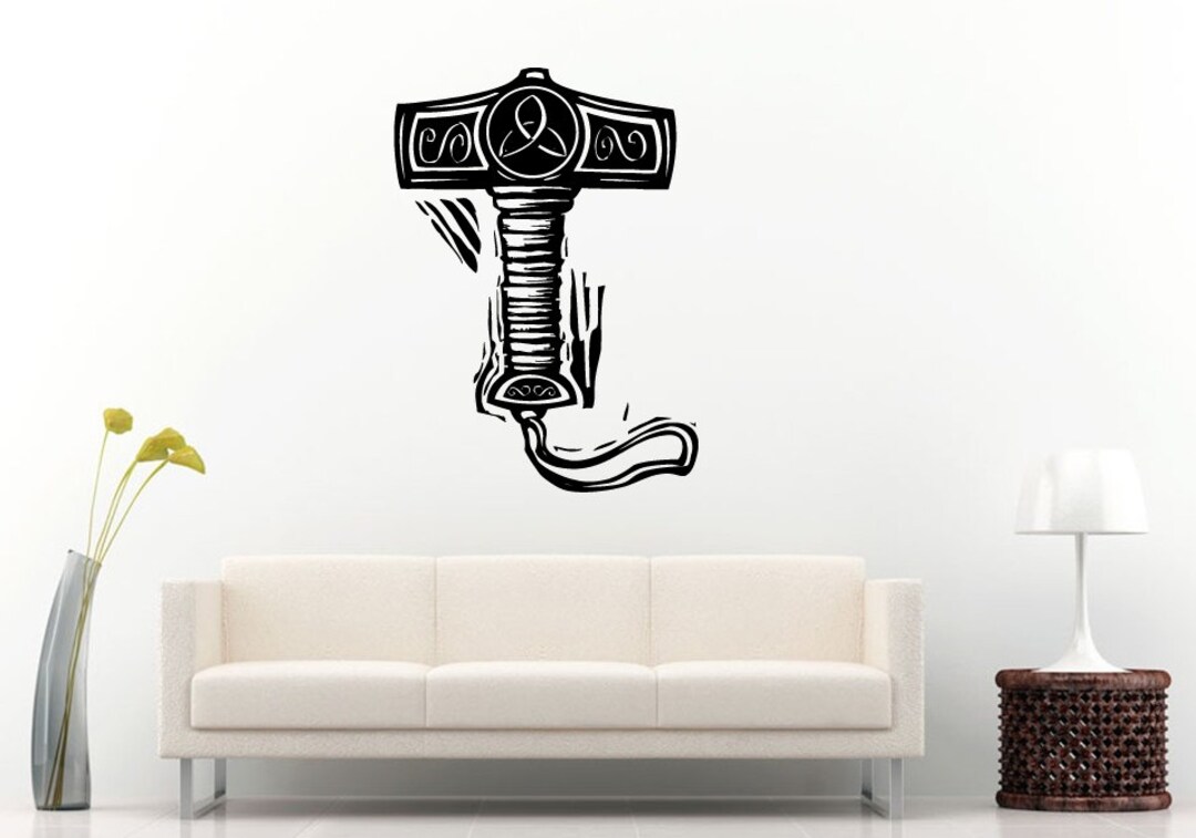 God Hammer Weapon Ancient Mythology Wall Decal Vinyl Sticker Mural Room ...