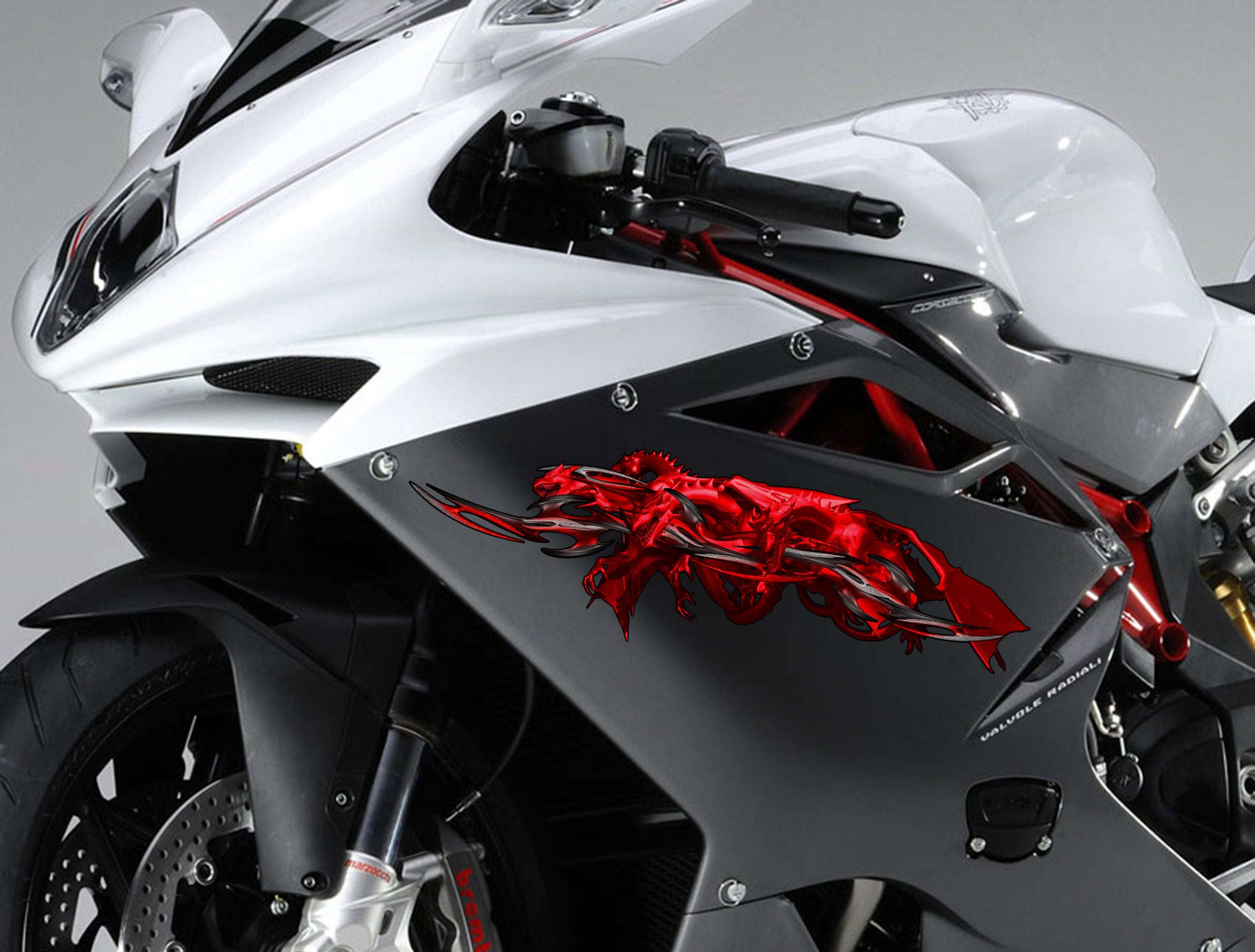 Red Dragon Bike Sticker, Dragon Dirt Bike Full Color Vinyl Sticker ...