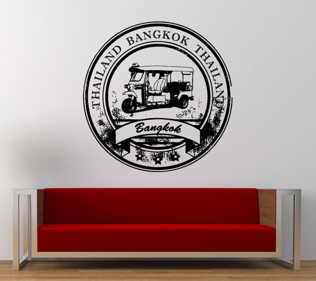 Bangkok Thailand Stamp Wall Decal Sticker Vinyl Mural Leaving Bedroom ...