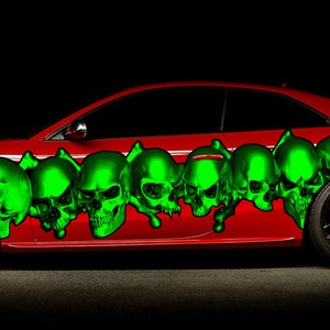 3D Skulls Car Sticker, Skulls Tribal Car Wrap, Skulls Car Decal, 3D ...