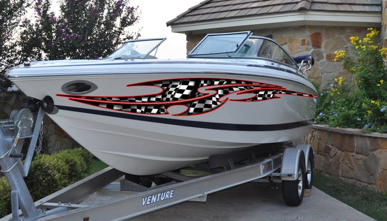 Checkered Flag Boat Graphics Racing Flag Boat Wrap Checkered - Etsy