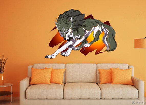 Anime Wolf Decal Anime Wolf Sticker Anime Wolf Wall Decor - Etsy