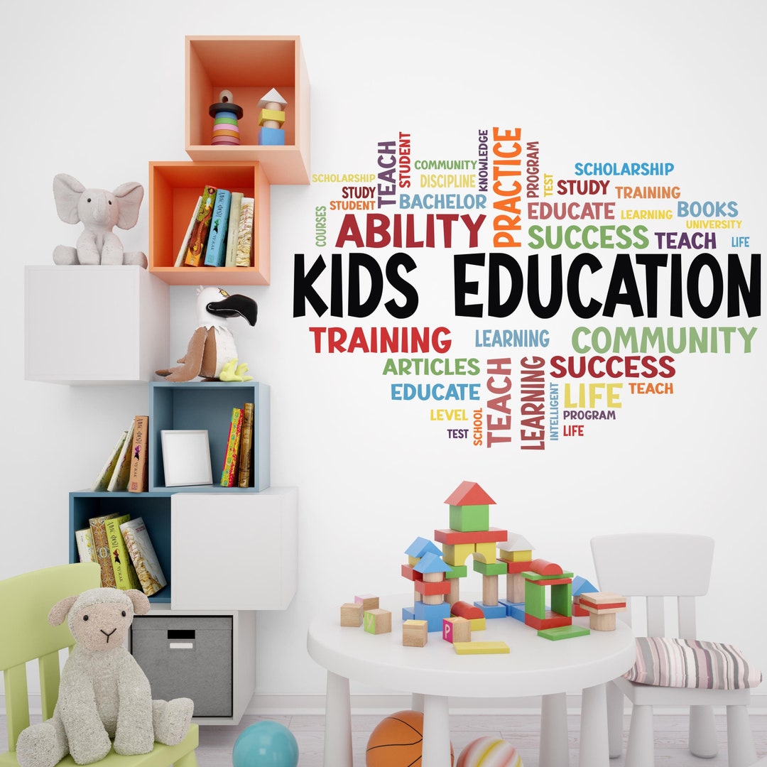Kids Education Word Cloud Wall Decal - Perfect for School Decor ...