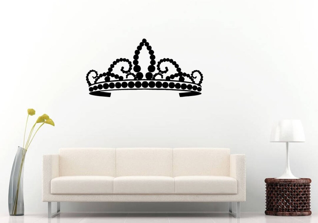Princess Crown Diamonds Royal King Queen Girls Room Wall Sticker Decal ...