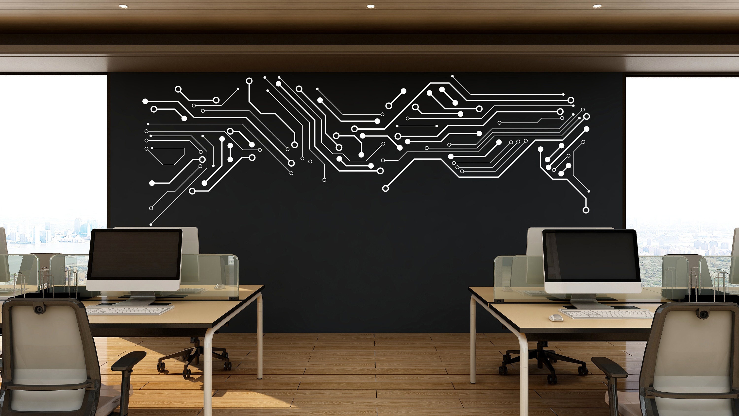 Circuit Board Wall Decal, Technology Vinyl Wall Art Decals, Computer ...