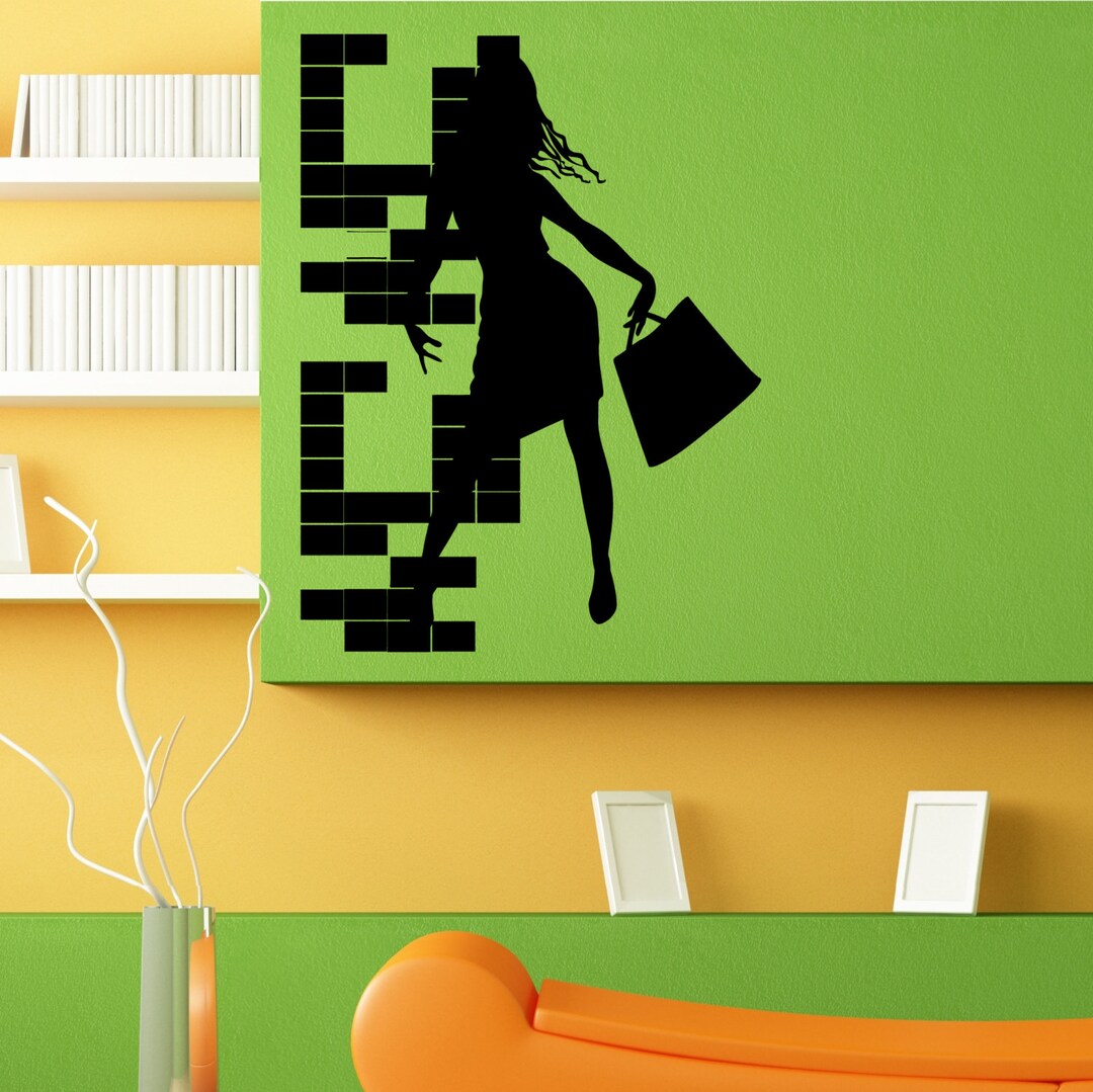 Fashion Shopping Woman Girl Wall Sticker Vinyl Mural Decal Home House ...