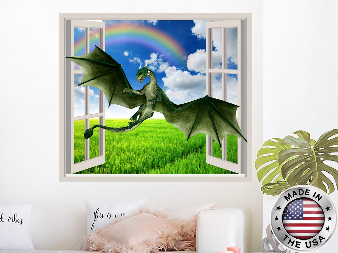 Dragon Window Decals. Nature and Rainbow Vinyl Sticker Murals. Dragon ...