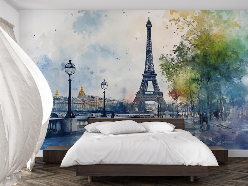Paris Eiffel Tower 3D Wallpaper Mural – Stylish Wall Decor, Modern Bold ...