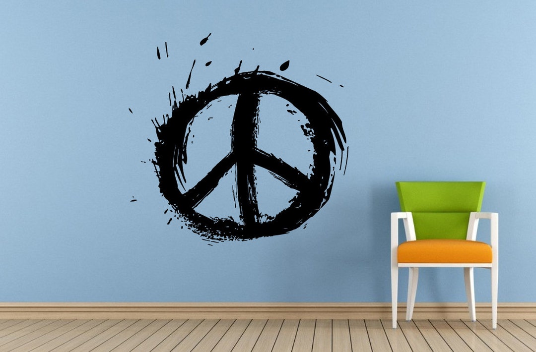 Peace Sign Painted Splash Paint Drip Wall or Car Vinyl Peal and Stick ...