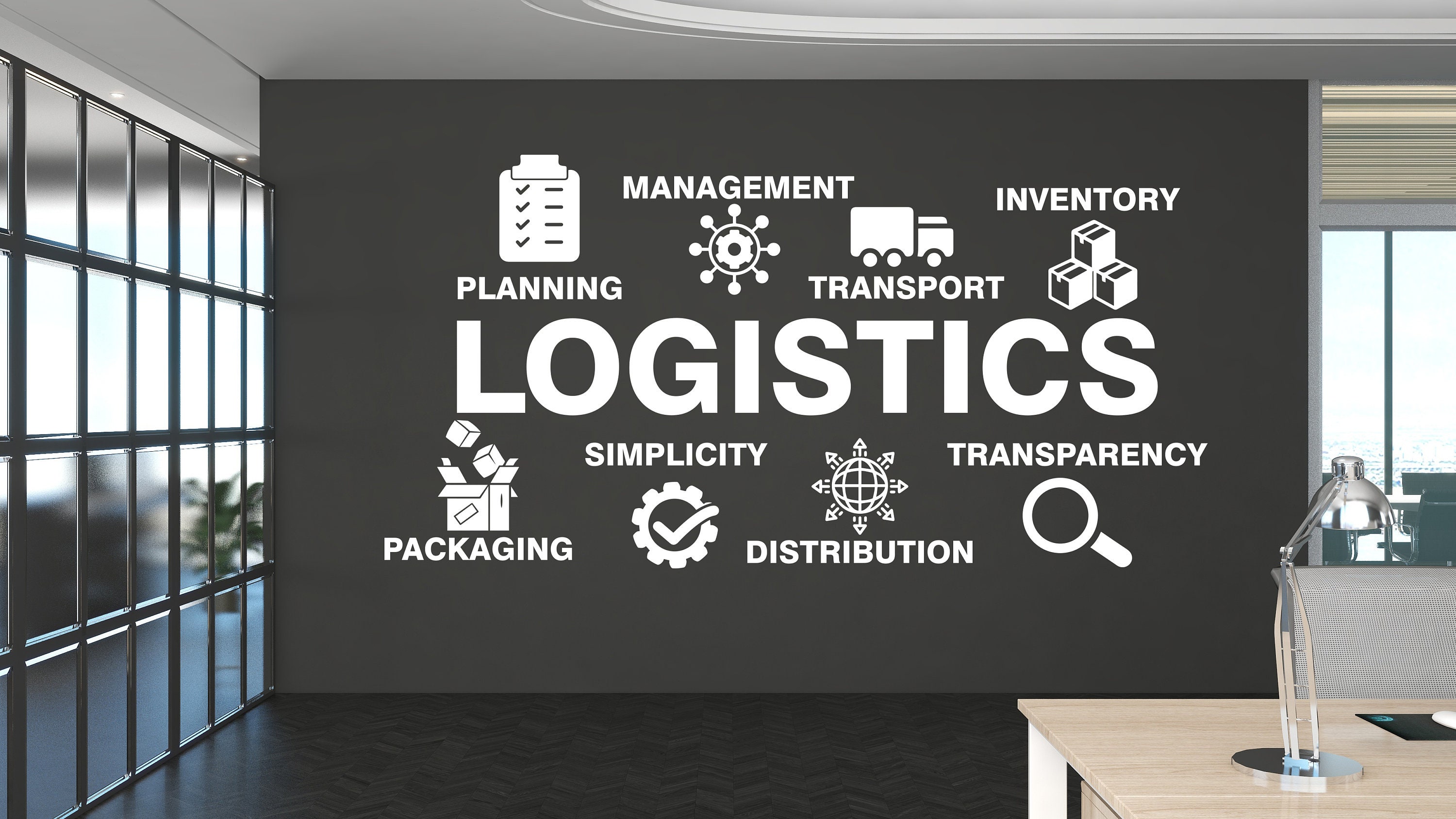 Logistics Wall Decal Planning Management Transport Inventory Packaging ...