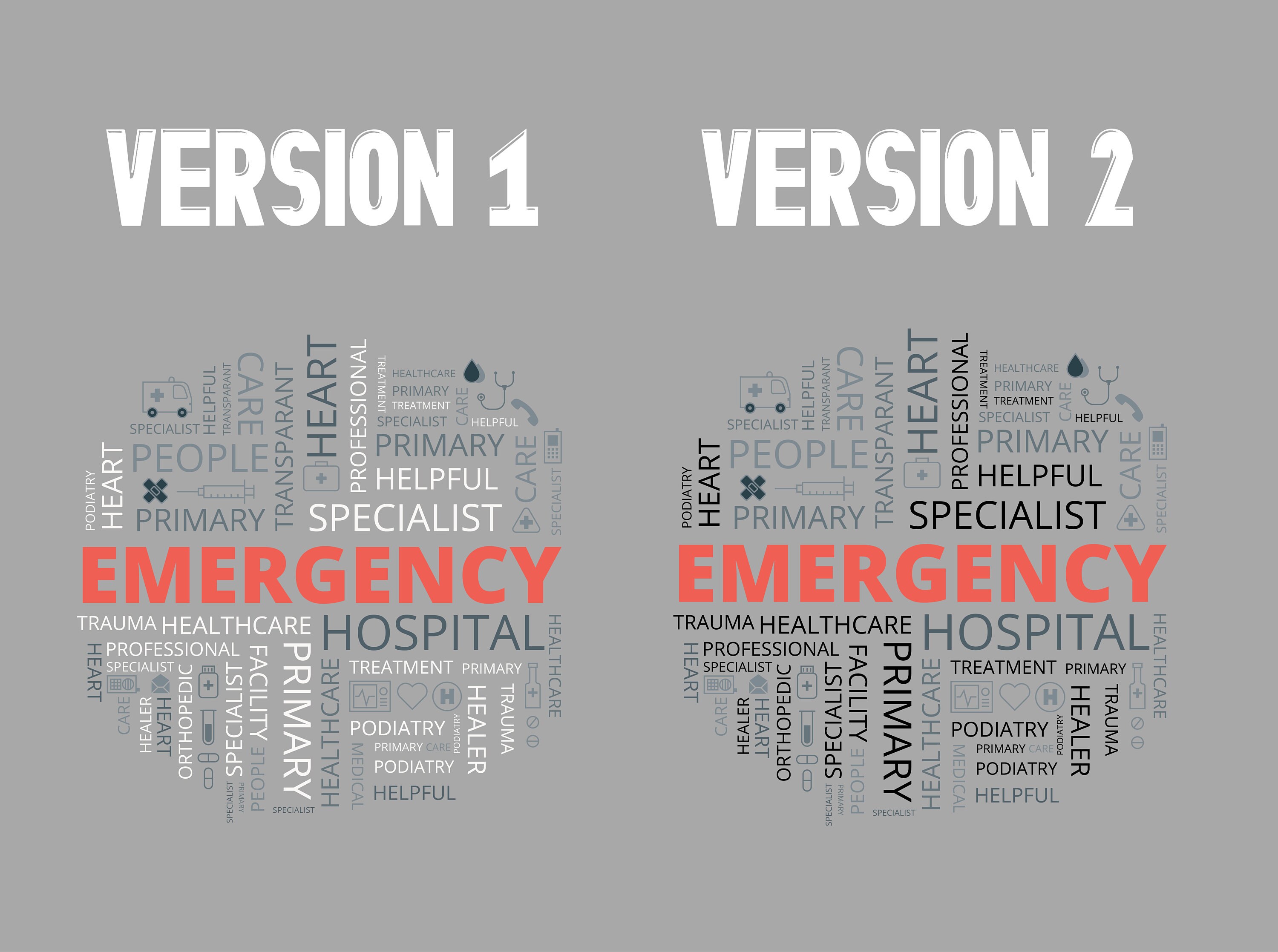 Emergency Hospital Healthcare Vinyl Wall Decal, Health Wellness Words ...