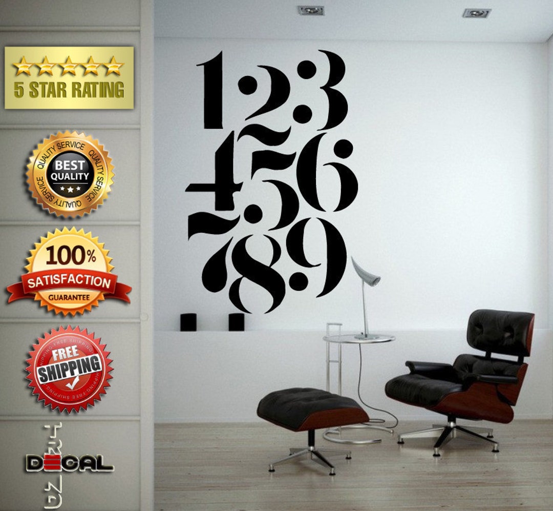 Numbers One Through Nine Wall Decal Vinyl Sticker Mural Room Decor ...