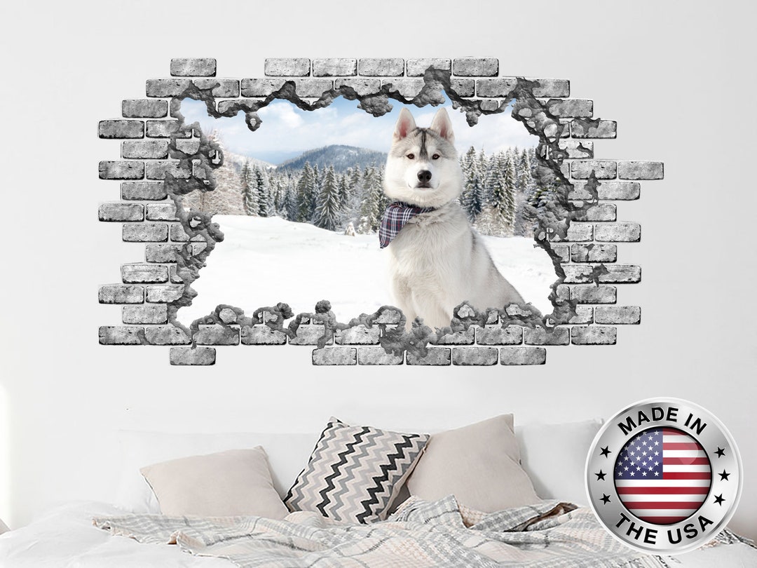 Dog Husky Wall Decal. Nature Vinyl Sticker Murals. Husky Hole in the ...