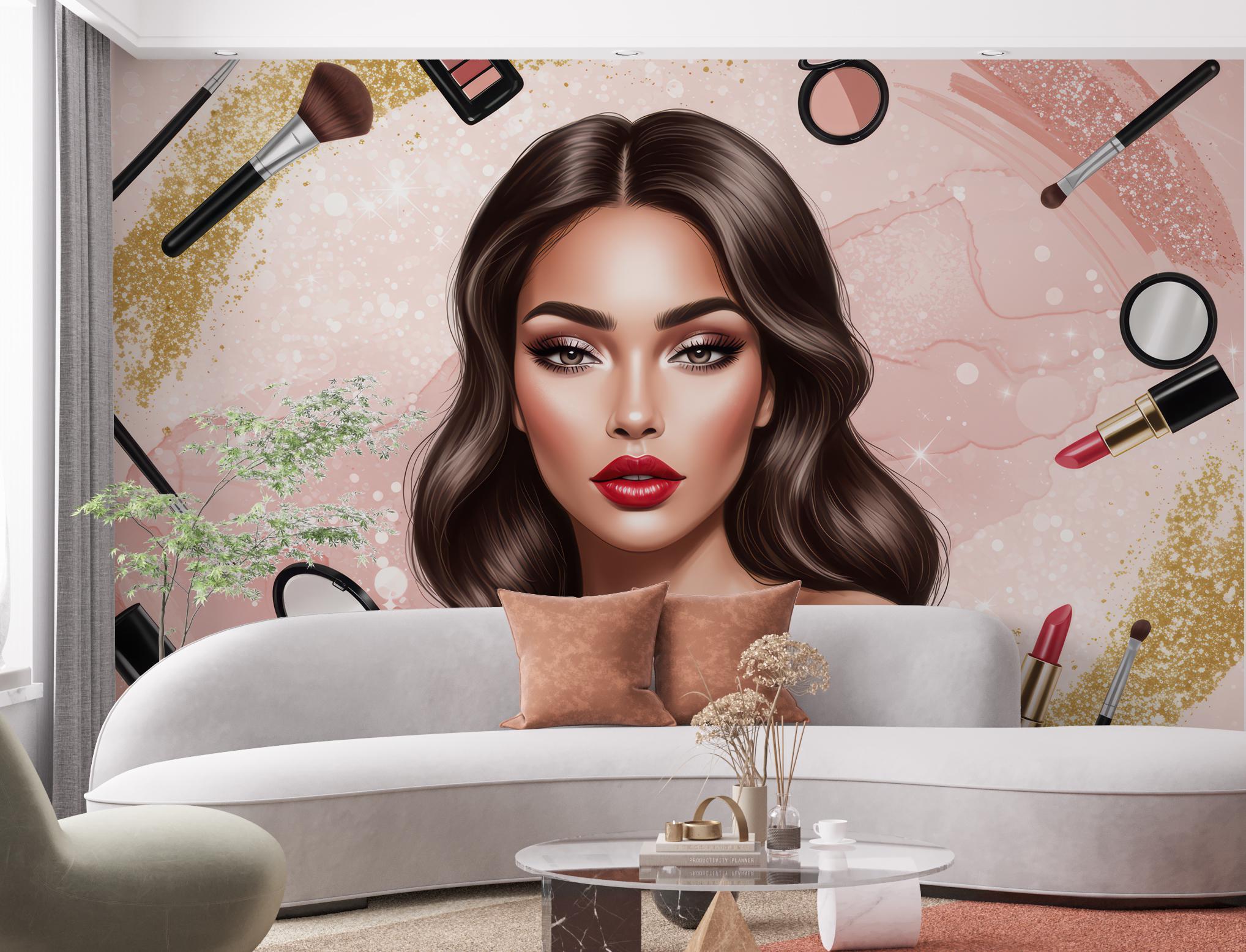 Beauty Salon Wallpaper, Beautiful Women Wall Mural, Eyelashes Wallpaper ...