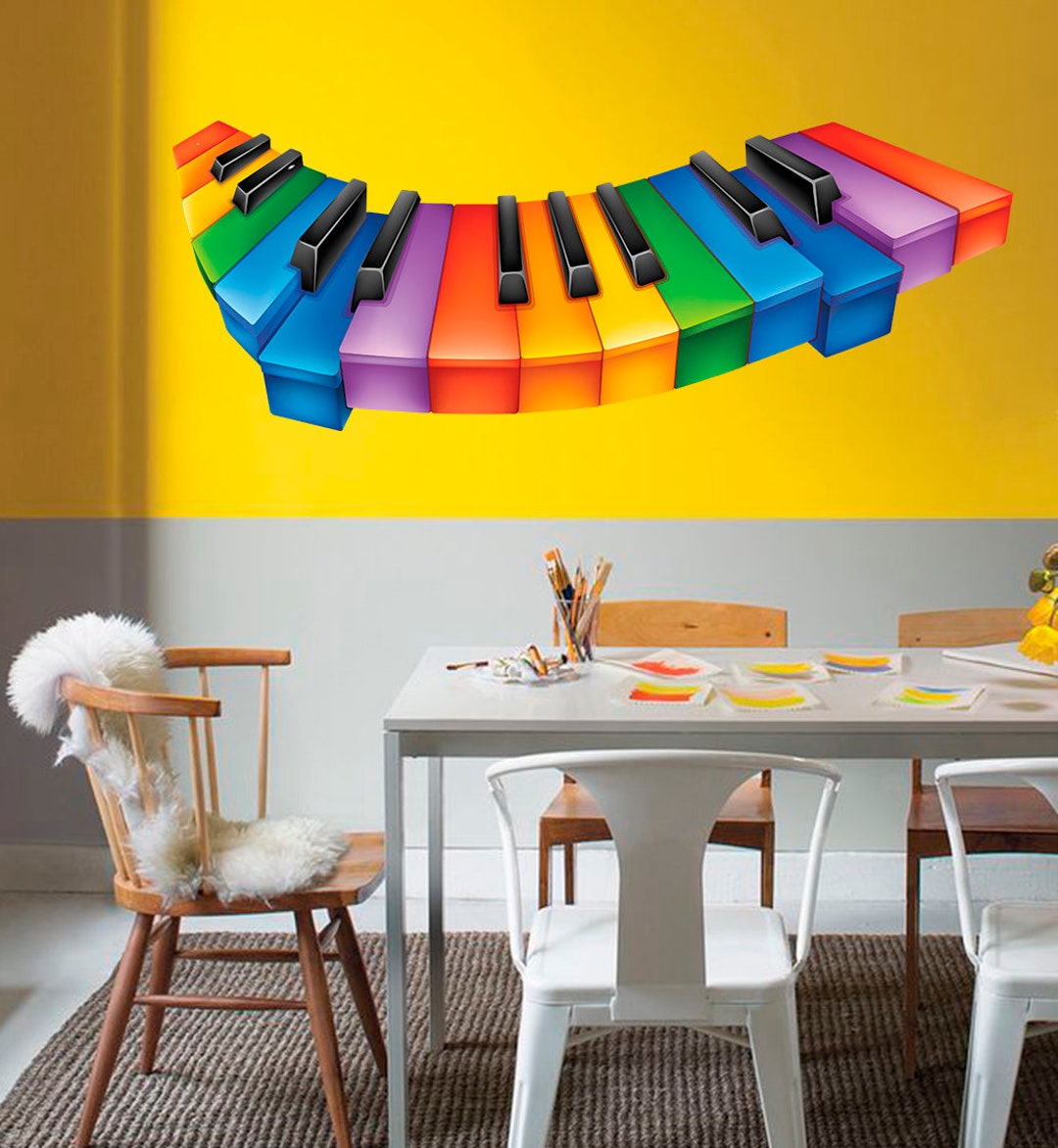 Colored Piano Keys Wall Decal, Colored Piano Keys Wall Sticker, Colored ...
