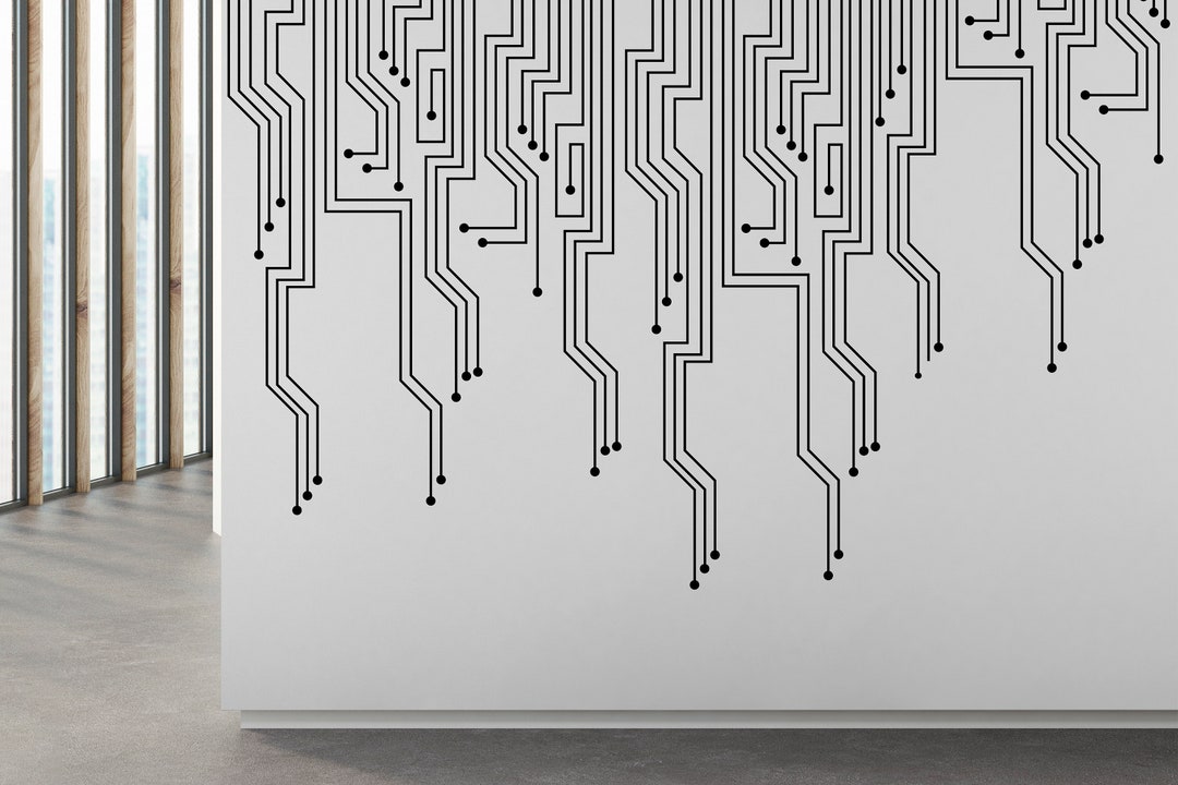 Circuit Board Binary Code Wall Decal, Technology Vinyl Wall Art Decals ...