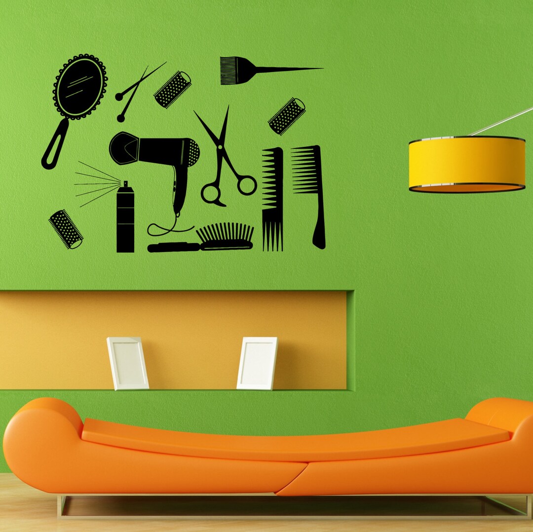 Tools for Hair Style Nail Beauty Salon Spa Shop Barbershop Wall Sticker ...