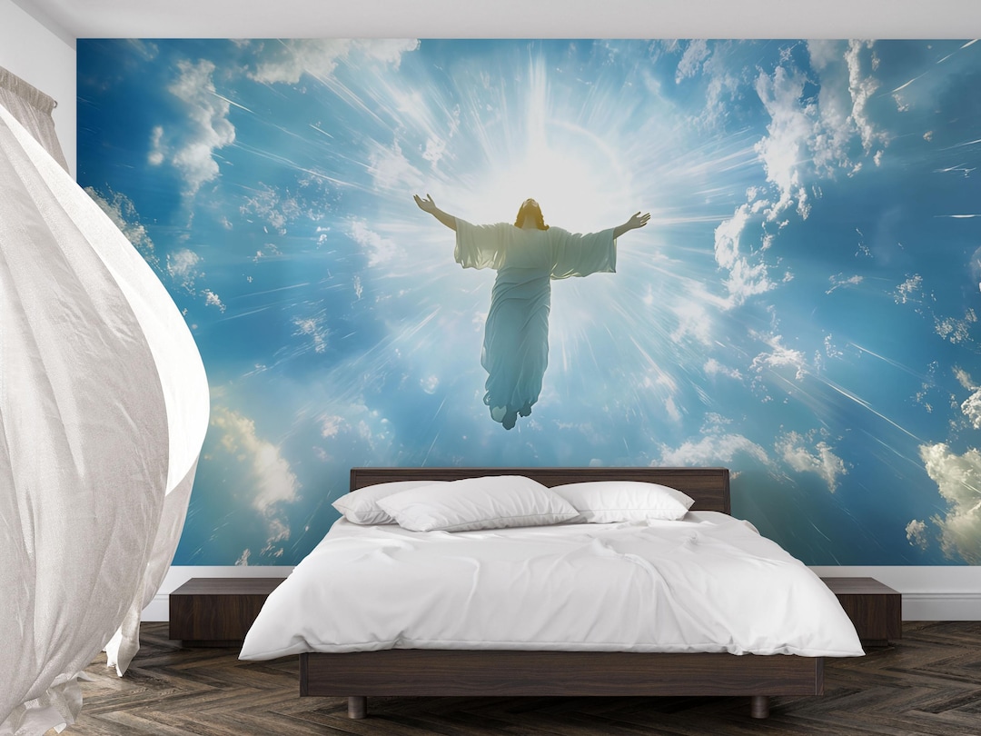 Jesus Christ Wall Mural - Heaven Wall Decor - Christian Bedroom Art ...