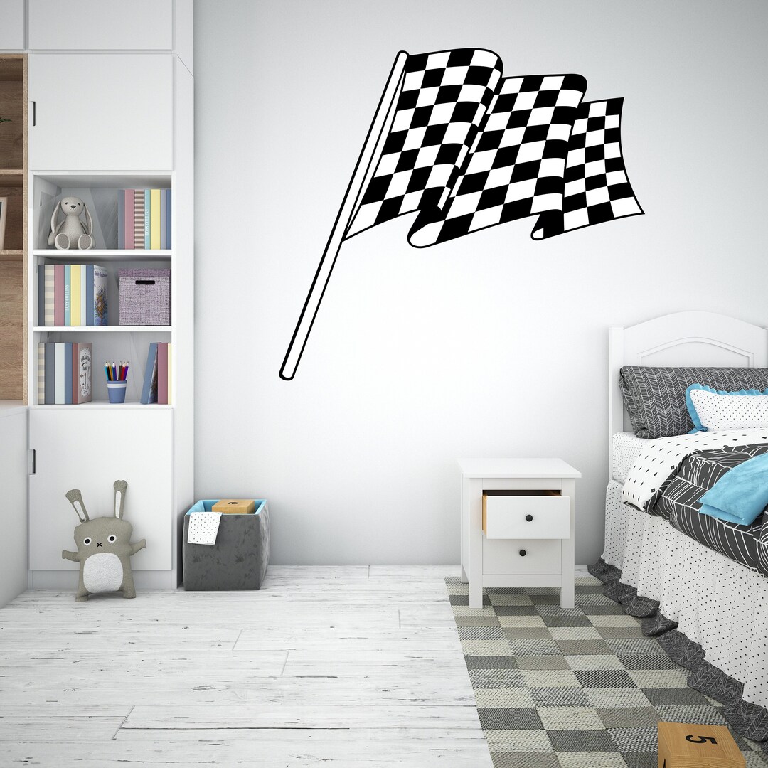 Checkered Flag Race Flag Wall Vinyl Decal Home Decor Art Sticker Sports ...