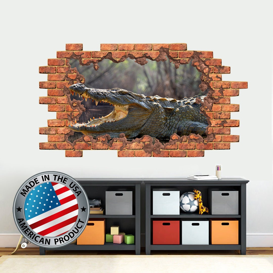 3D Alligator Wall Decal. Hole in the Wall Decal. Exotic Wall Decal ...