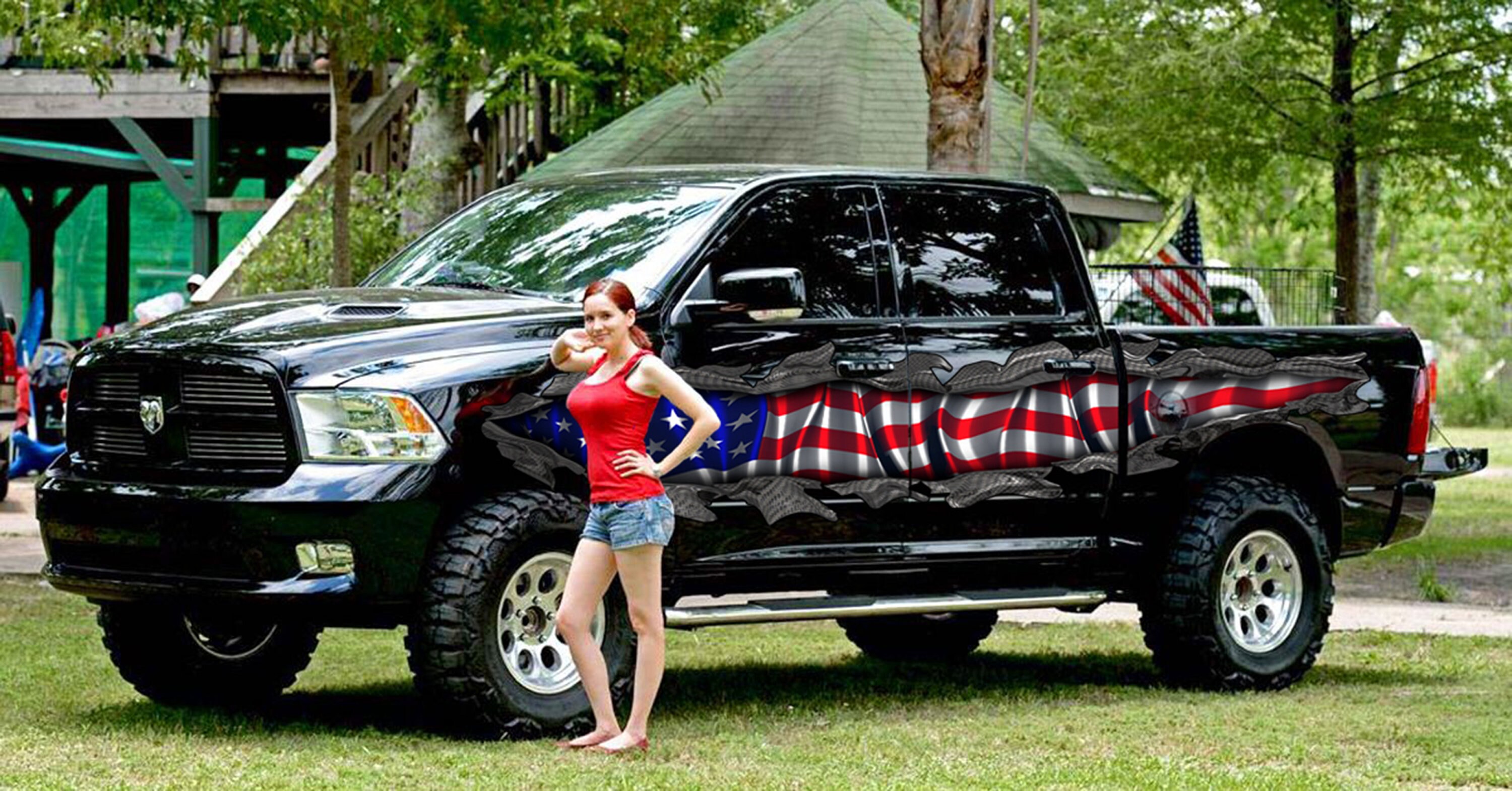 US Pride Car Vinyl Decal, US Flag Car Graphics, American Flag Car Wrap ...