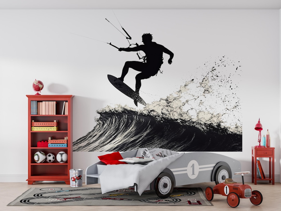 Kitesurf Wall Decal Silhouette, Kiteboarding Wall Sticker, Extreme ...