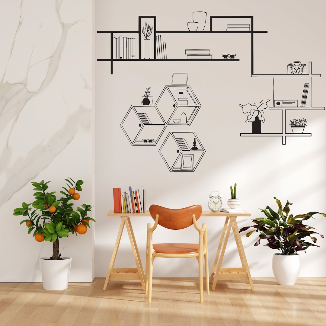 Library Vinyl Wall Art Decals, Book Shelves Decor, Library Wall Decal ...
