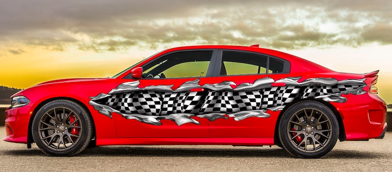 3D Checkered Flag Car Wrap Racing Flag Car Decal Ripped - Etsy