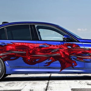 Red Tribal Dragon Car Wrap, Tribal Dragon Car Decal, 3D Tribal Dragon ...