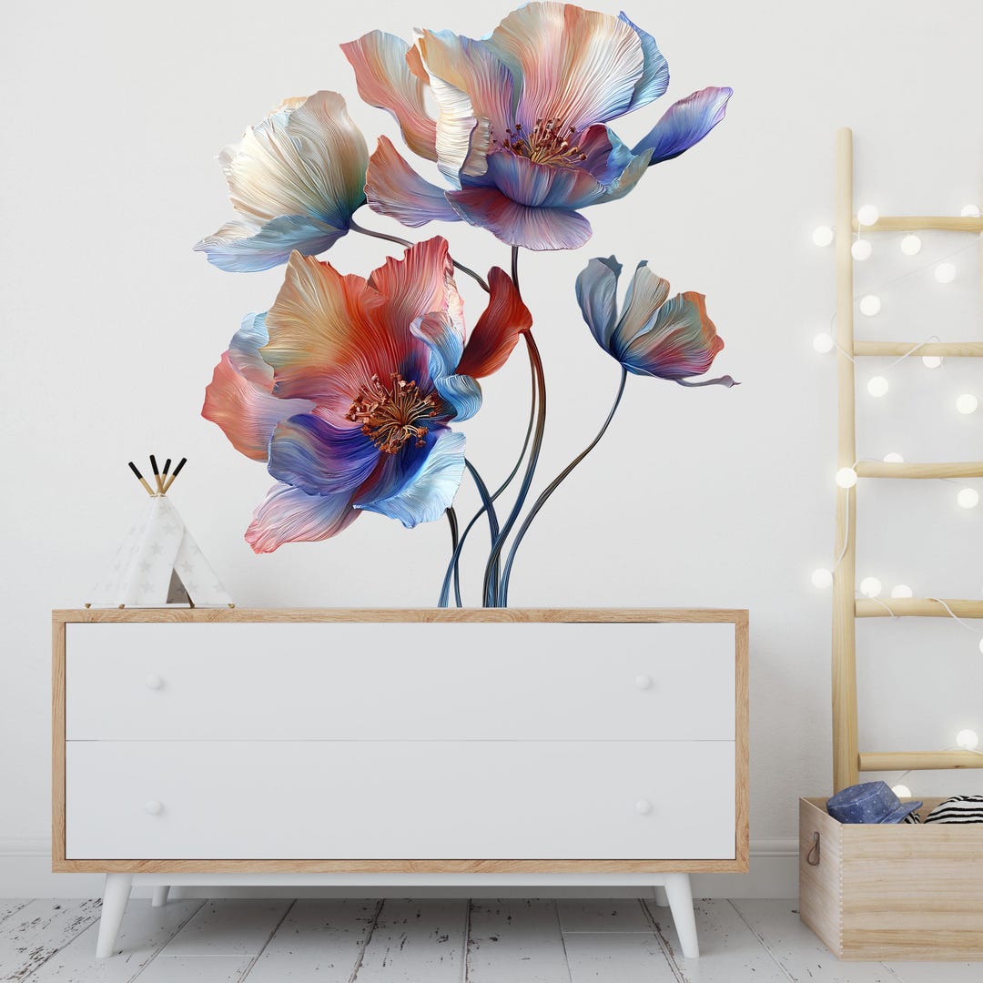 Watercolor Flowers Wall Decal, Watercolor Flowers Wall Sticker ...