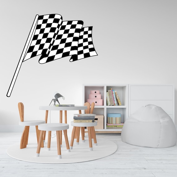 Checkered Flag Wall Decal Checkered Flag Skull Racing Vinyl Wall Art