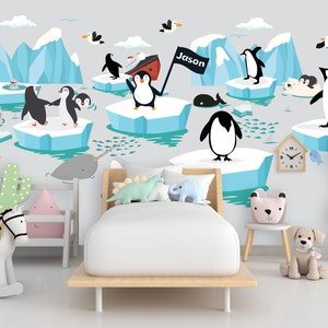 Arctic Wall Decor, Arctic Animals Decal, Penguins Whale Iceberg ...