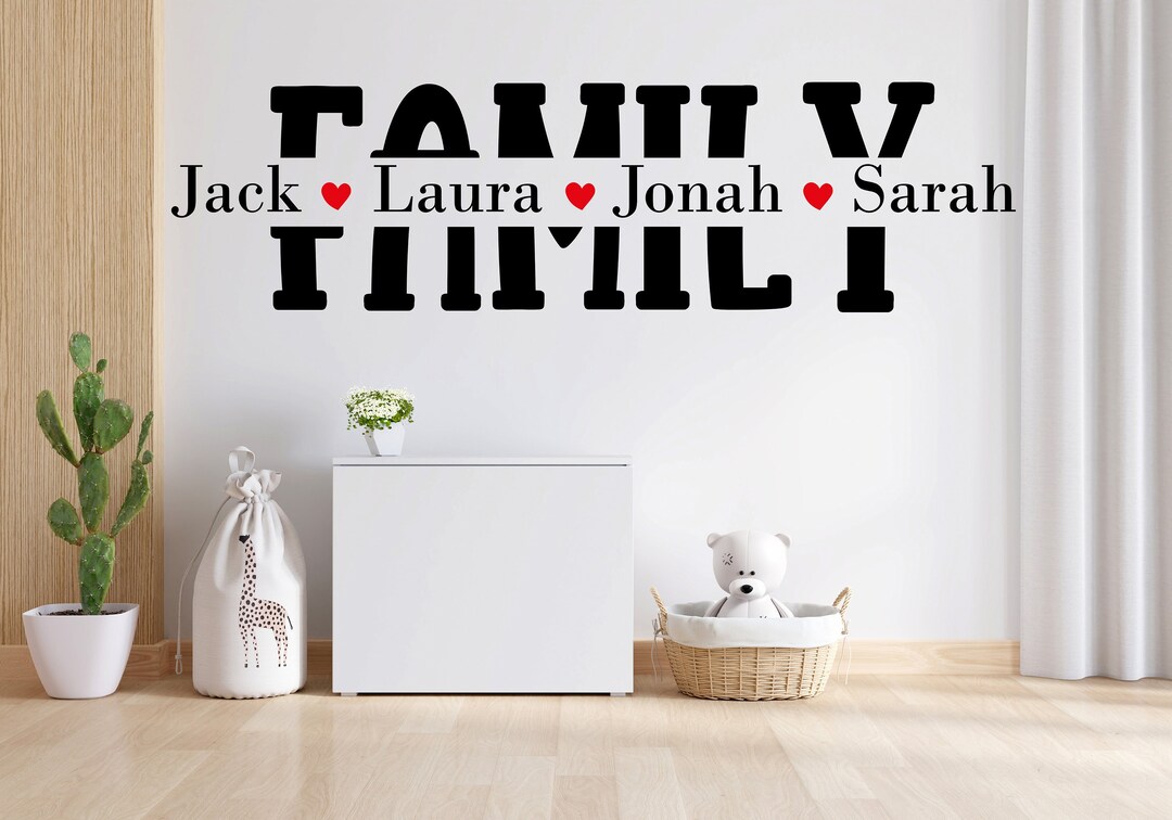 Personalized Family Names Wall Decal - Custom Family Names Vinyl Wall ...