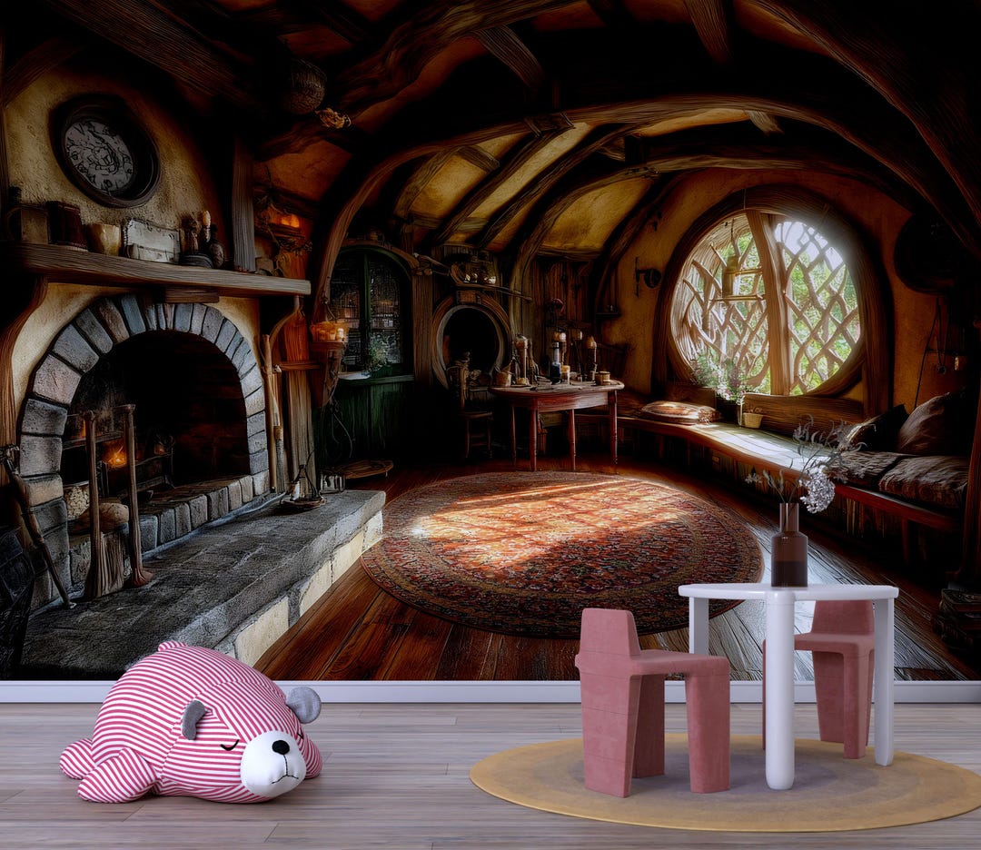 3D Hobbit House Wall Mural for Kids – Cozy Woodland Reading Nook Decor ...