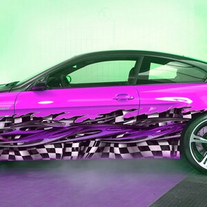 Checkered Flag Street Racing Car Vinyl Graphics, Racing Flag Car Side ...