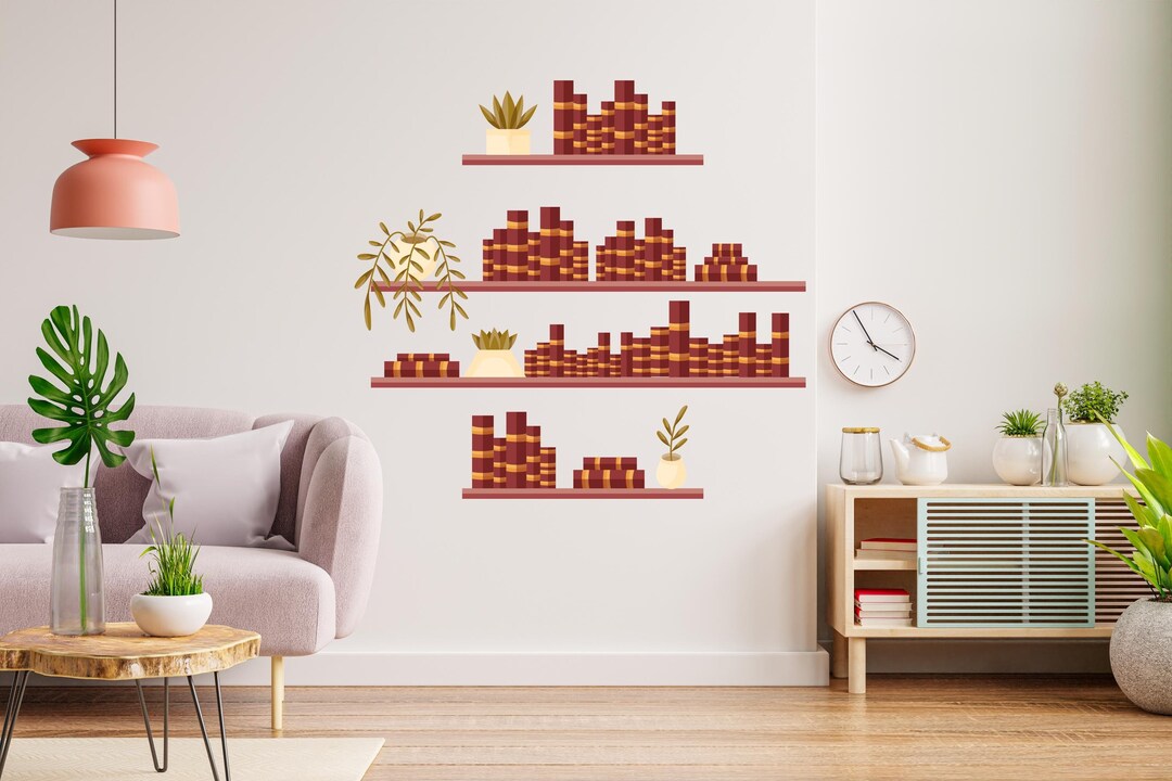 Library Wall Art Decal, Book Shelves Library Wall Decal, Education ...