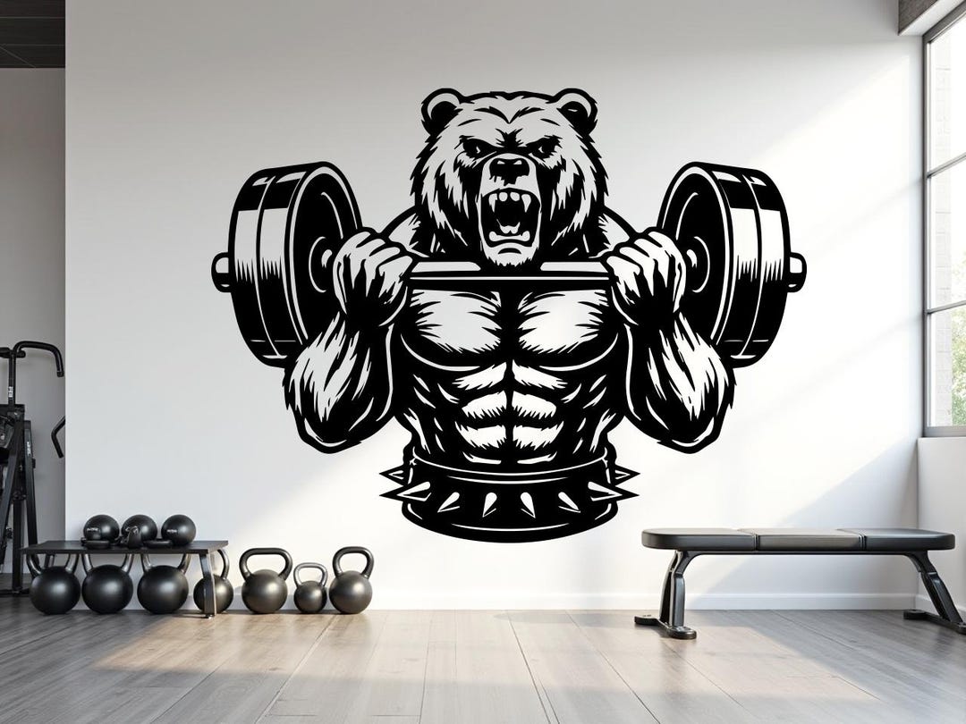 Bear Beast Mode Gym Wall Decor Bear Fitness Wall Art Gym Wall Decals ...