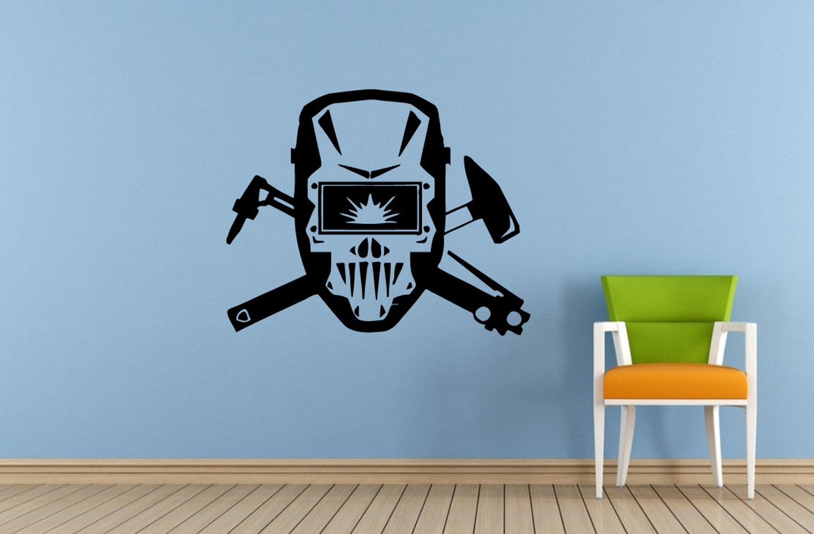 Big Skull Head Angry Welding Mask Window Wall Decal Vinyl - Etsy