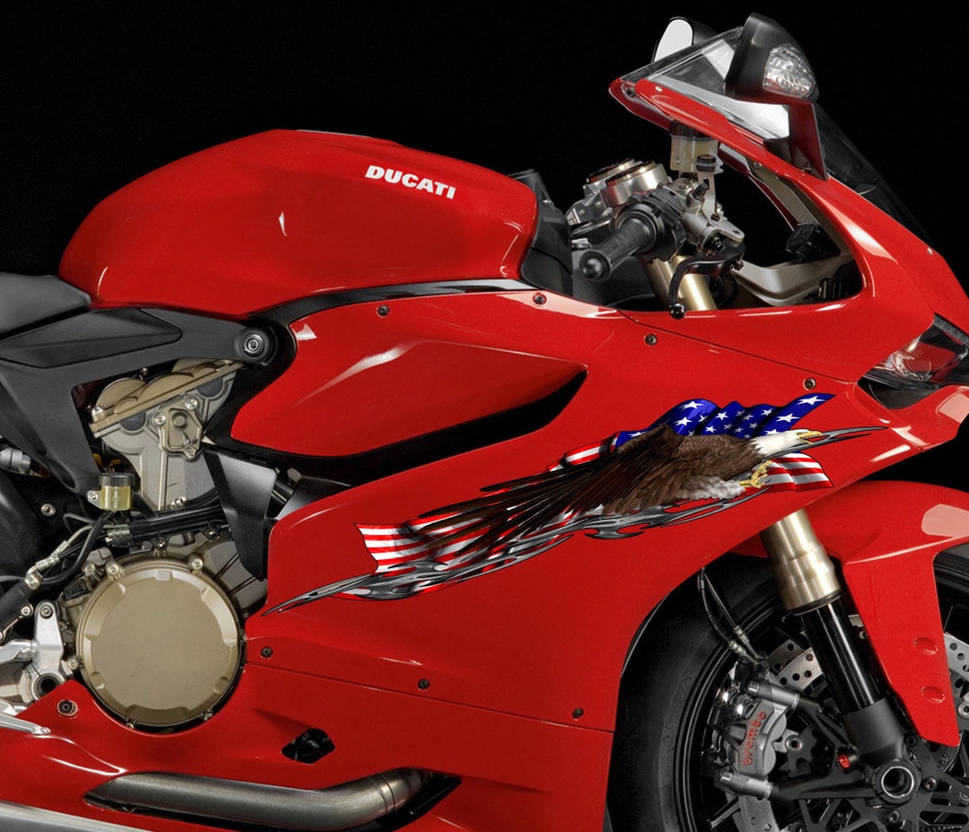 American Flag Motorcycle Decal, US Flag Tribal Racing Bike Wrap ...