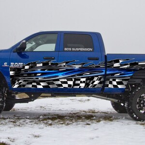 Racing Flag Car Side Graphics, Ripped Metal Checkered Flag Car Graphic ...