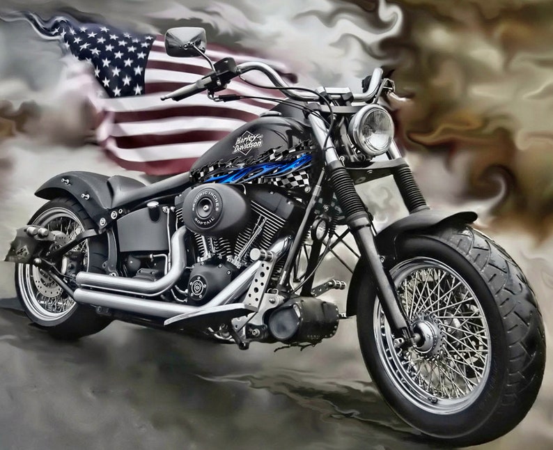 3D Checkered Flag Chopper Vinyl, Racing Flag Bike Graphics, Motorcycle ...