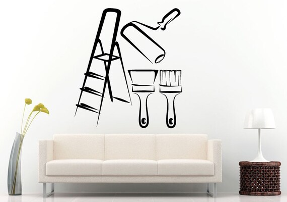 Set of Repair Tools Latter Paint Brush Roller Wall Decal Vinyl - Etsy