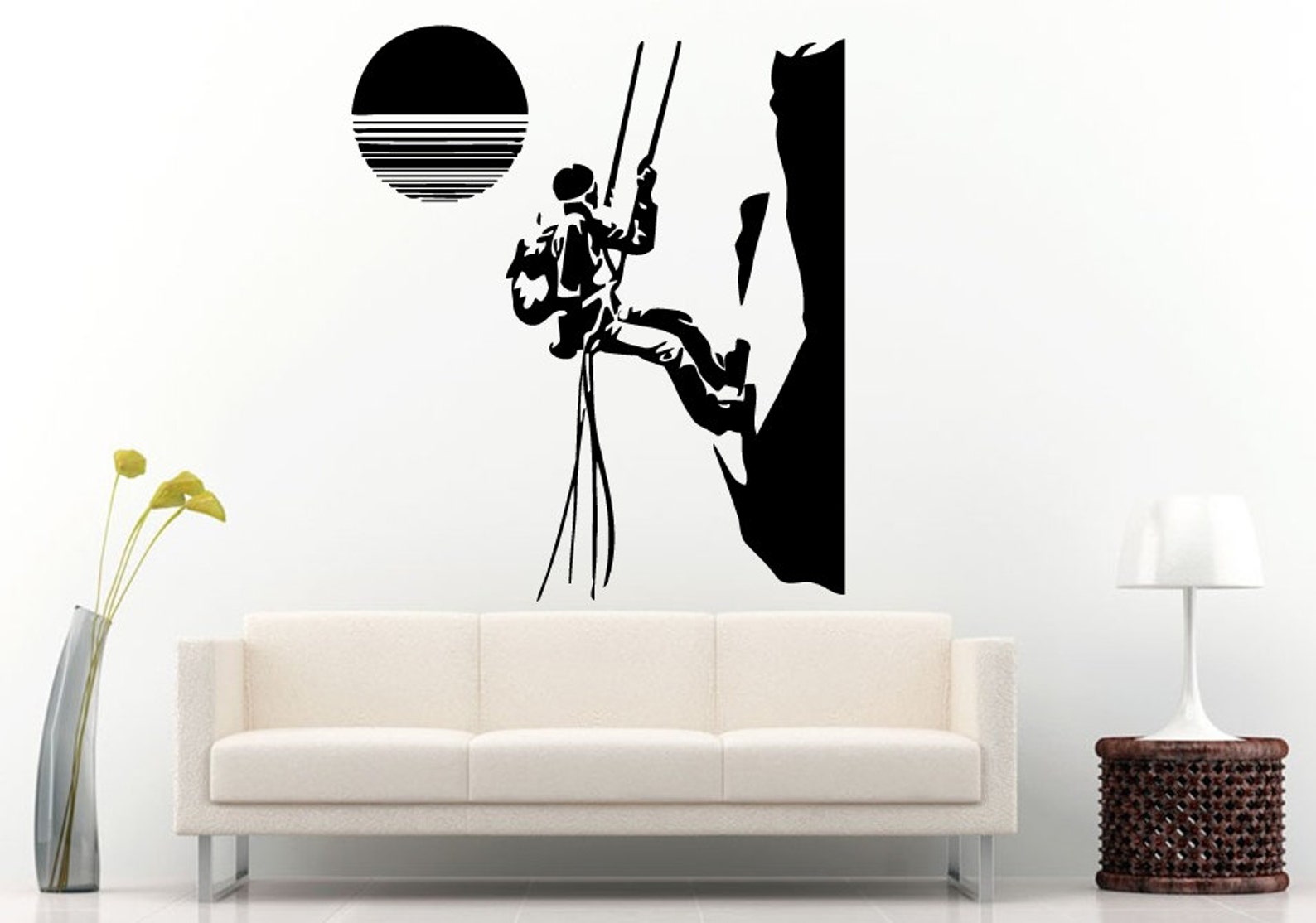 Rock Climbing Into the Sunset Wall Decal Vinyl Sticker Mural Room Decor ...