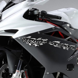 Ripped Metal Checkered Flag Bike Sticker, Ripped Metal Racing Flag Bike ...