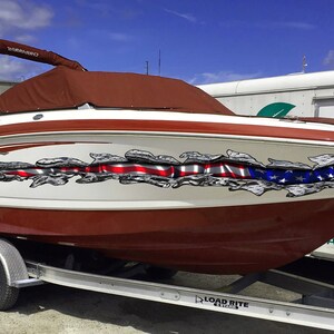 USA Flag Boat Wrap, American Pride Boat Vinyl, US Flag Ripped Metal ...